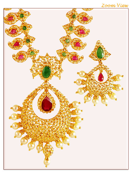 22 Karat Gold Mango Mala Set - AjNs61830 - 22 Karat Gold Manga Mala Set ...