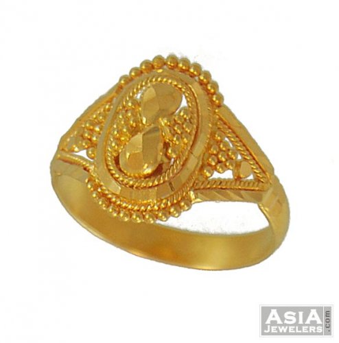 22k Gold baby ring - ajkr52818 - Fancy gold kids ring in 22kt.