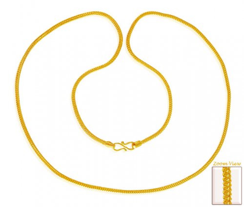 22 Karat Gold Mens Chain (21 in) - AjCh61713 - 22K Gold wheat style ...