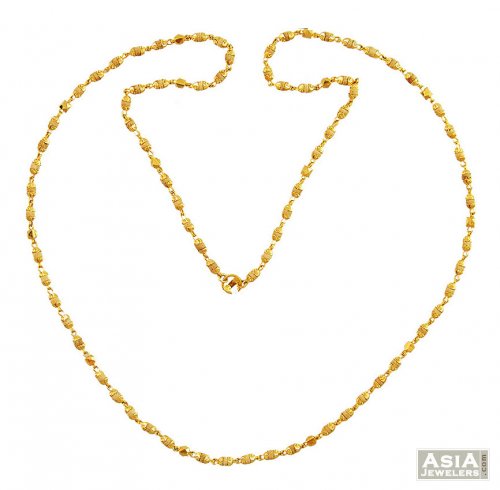 Fancy Tulsi Beaded Long Chain 22k - AjCh56988 - 22k Gold Ladies Long ...
