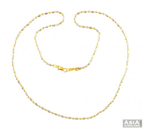 Fancy 2 Tone Gold Rice Chain 22k - ajch57441 - 22K Gold Fancy two tone ...