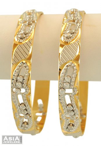 Multi Tone Moving Stones Bangles - AjBa54884 - 22k gold solid laser ...