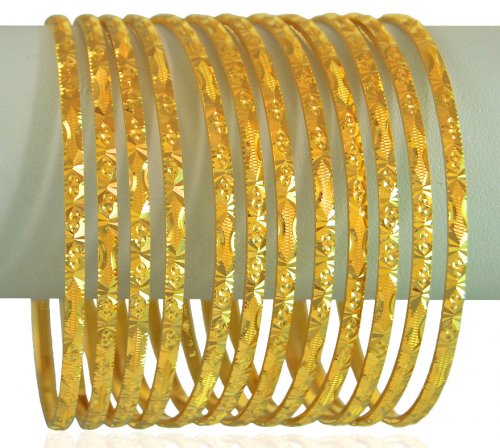 22K Gold Machine Bangles Set of 12 - AsBa64364 - 22K Gold Machine ...