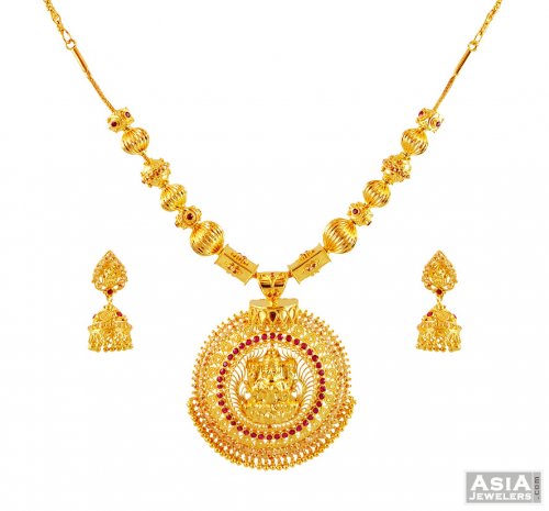 22k Ruby Temple Jewelry Set - AjNs59237 - Exclusive 22k Gold Temple ...