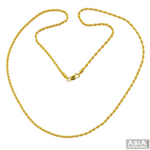 Gold Hollow Rope Chain (18 Inch) - AsCh57034 - 22k gold hollow (slim ...