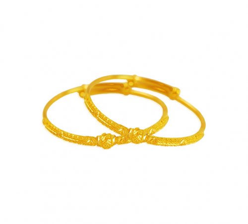 22K Gold Kada For Kids (Pair) - AjBa63593 - 22K Gold adjustable kids ...