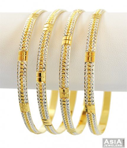 Designer Rhodium Bangles Set 22k - AjBa57298 - 22k gold bangles set (4 ...