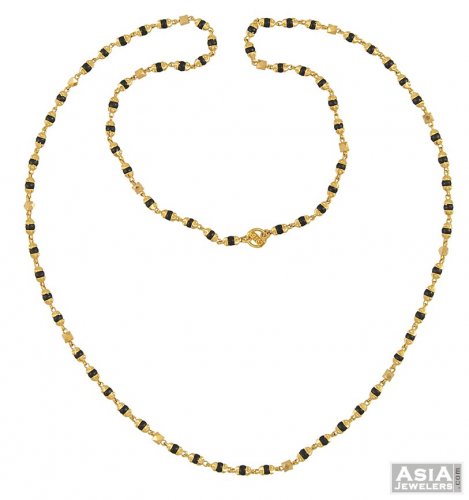 22K Gold Tulsi Mala - AjCh54235 - 22K gold chain with auspicious tulsi ...