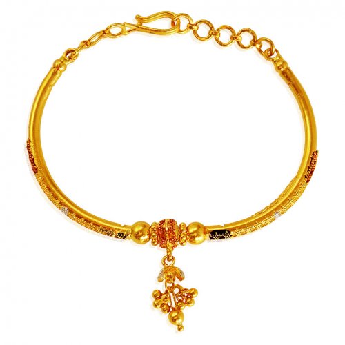 22kt Kada style 3 Tone Bracelet - AsBr61945 - 22kt gold ladies bracelet ...