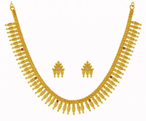 22K Gold Mullamottu Maala Set - AjNs59253 - 22k Gold Mullamottu Mala ...