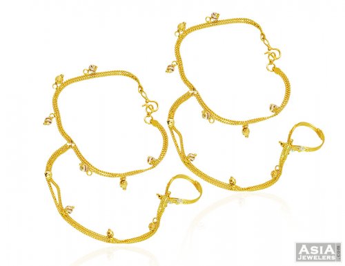 22k Fancy Gold Panja (2) - AjBr58470 - 22K Gold Ladies Panja(Pair ...