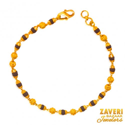22 Karat Gold Tulsi beads Bracelet - AjBr66454 - 22k Gold balls ...