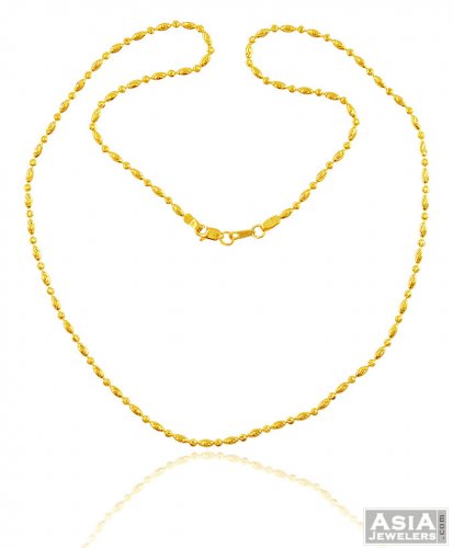 22K Gold Rice balls Chain - AjCh57936 - 22K Gold Rice Balls chain with ...