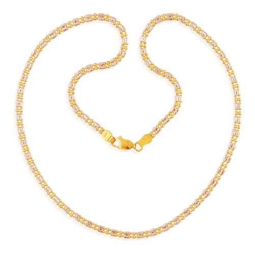 Fancy 2 Tone Gold Rice Chain 22k - ajch60123 - 22K Gold Fancy two tone ...