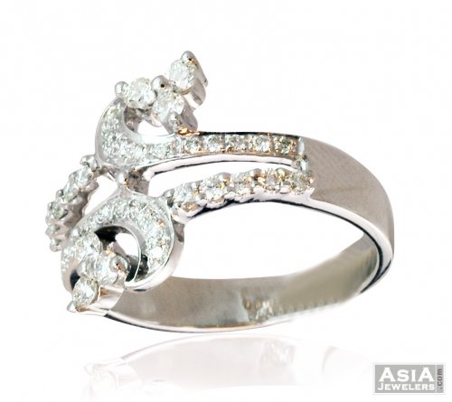 Double Sided Fancy Diamond Ring 18K - ajdr57469 - 18k White Gold Ladies ...