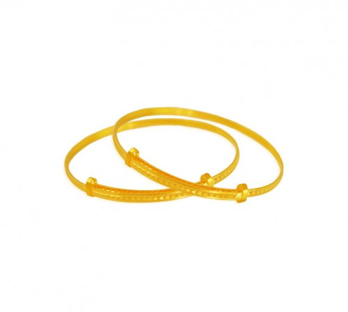 22 Karat Gold Baby Kada - AjBa63590 - 22 Karat Gold 2 PCs Baby kadas ...