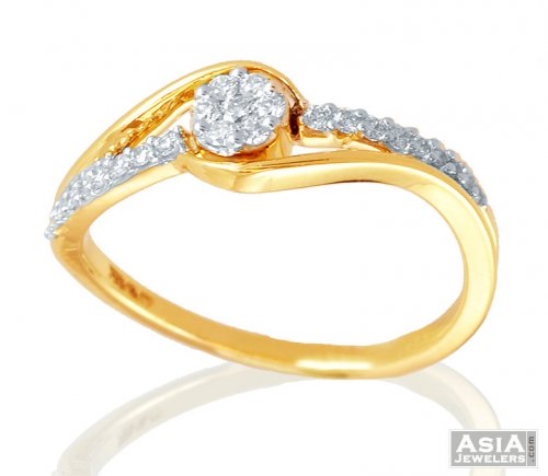 Delicate Diamond Yellow Gold Ring - AjDr57594 - 18k Yellow Gold Ladies ...