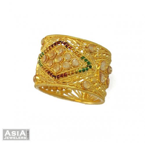22K Designer Broad Band (ring) - AjRi54528 - 22K gold designer broad ...