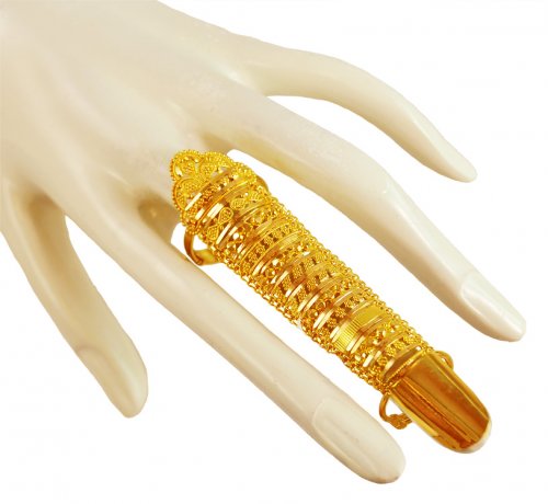 22K Gold Dual Ring with Nail - AjRi62340 - 22K Gold Exquisite Ring (Two ...