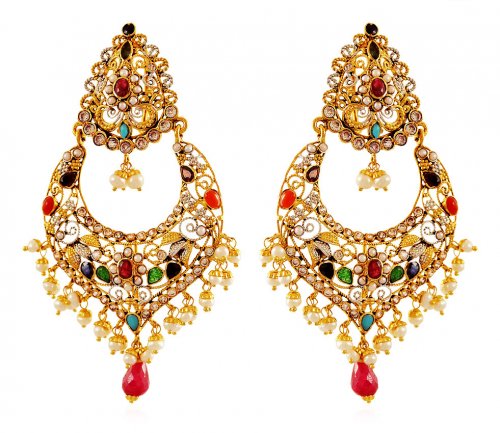22K Chand Bali Earrings - AjEr60777 - 22K Gold designer earrings ...