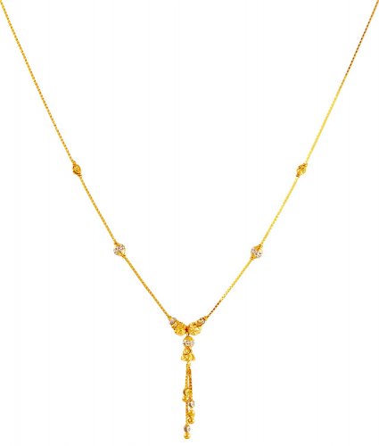 22K Gold Two Tone Dokia Chain - AjCh62165 - 22K Gold Dokia chain is ...