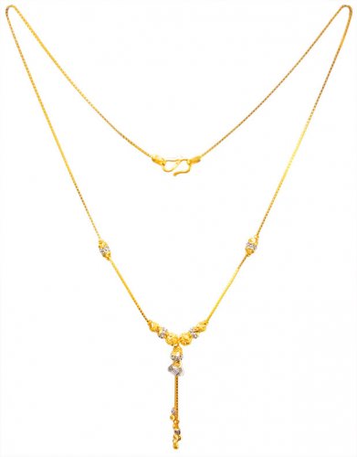 22K Gold Two Tone Dokia Chain - AjCh64409 - 22K Gold Dokia chain is ...