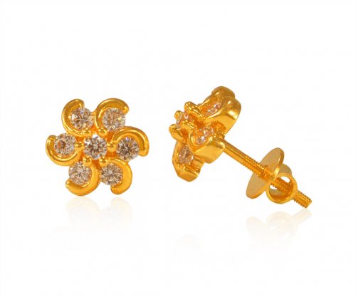 22 Karat Gold Cubic Zircon Tops - AjEr64819 - 22K Gold fancy Tops for ...