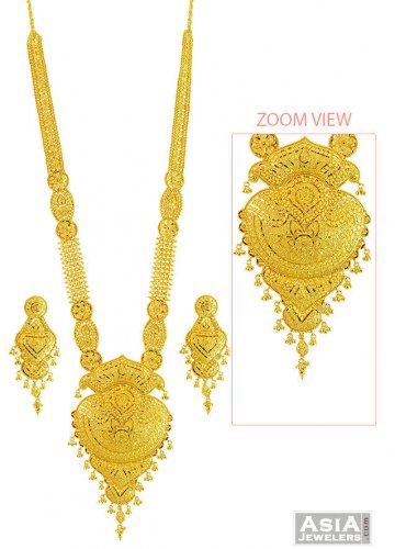 22k Bridal Filigree Patta Haar Gold - AjNs57570 - 22k Gold Exclusive Bridal patta necklace ...