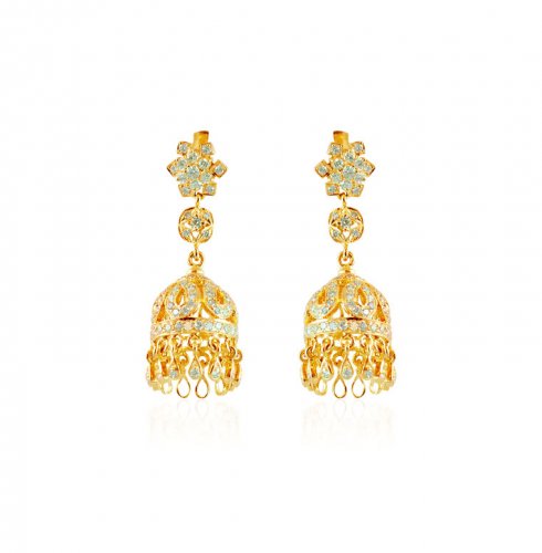 Diamond Jhumki Earrings 18K - AjDi59456 - 18Kt Gold earrings ...