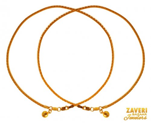 22 Karat Gold Anklet (2 PC) - AjMs66757 - 22k gold ladies Payal or ...