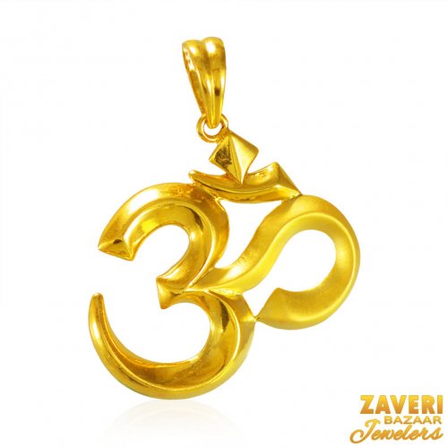 22KT Gold Om Pendant - AjPe67749 - 22KT Gold OM pendant is designed ...
