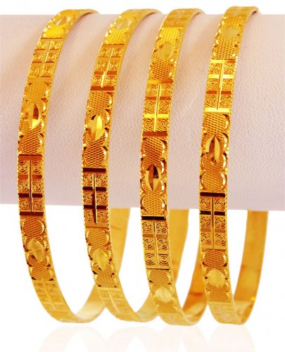Machine Made Gold Bangles(4 Pc) - AjBa59541 - 22K Gold Machine made ...