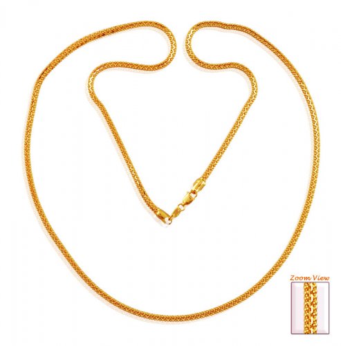 22K Gold Chain ( 28 Inch) - AsCh60002 - 22K Gold long designer chain ...