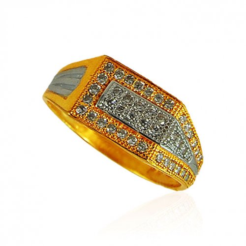 22K Gold Mens Signity Ring - AjRi63522 - 22K Gold Men's Ring. Ring is ...