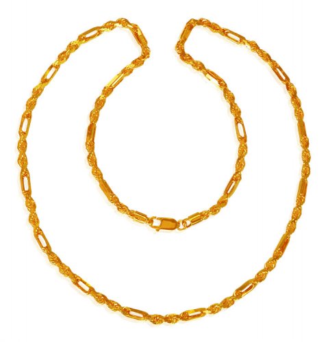 22K Gold Rope Chain (24 Inch) - AsCh62018 - 22K Gold Cartier rope chain ...