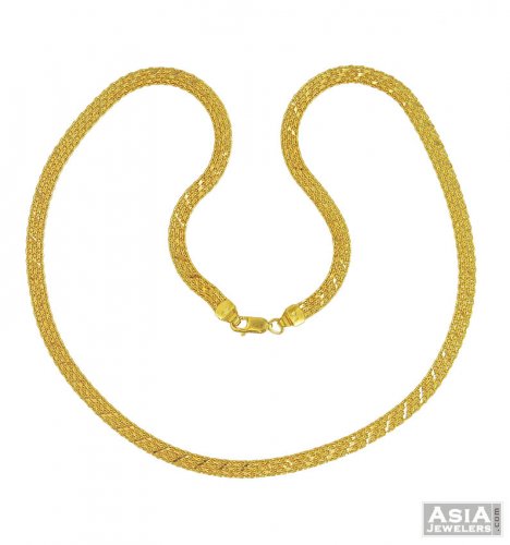 22K Gold Mens Chain - AsCh55827 - 22K yellow Gold thin fancy design ...