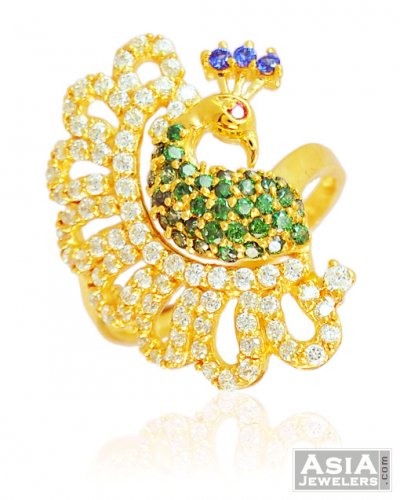 Beautiful 22k Gold Peacock Ring Ajri59073 Exclusive 22k Gold Peacock Ring Beautifully